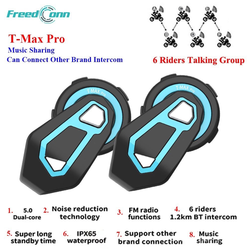 FreedConn TMAX Pro Intercom Motorcycle Helmet Bluetooth Interphone ...