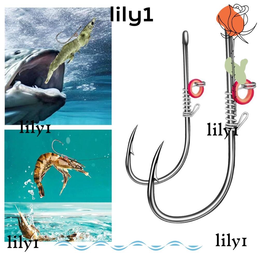 LILY 10pcs Live Shrimp Bait Hooks, Wacky Weedless Worm Wide Gap High ...