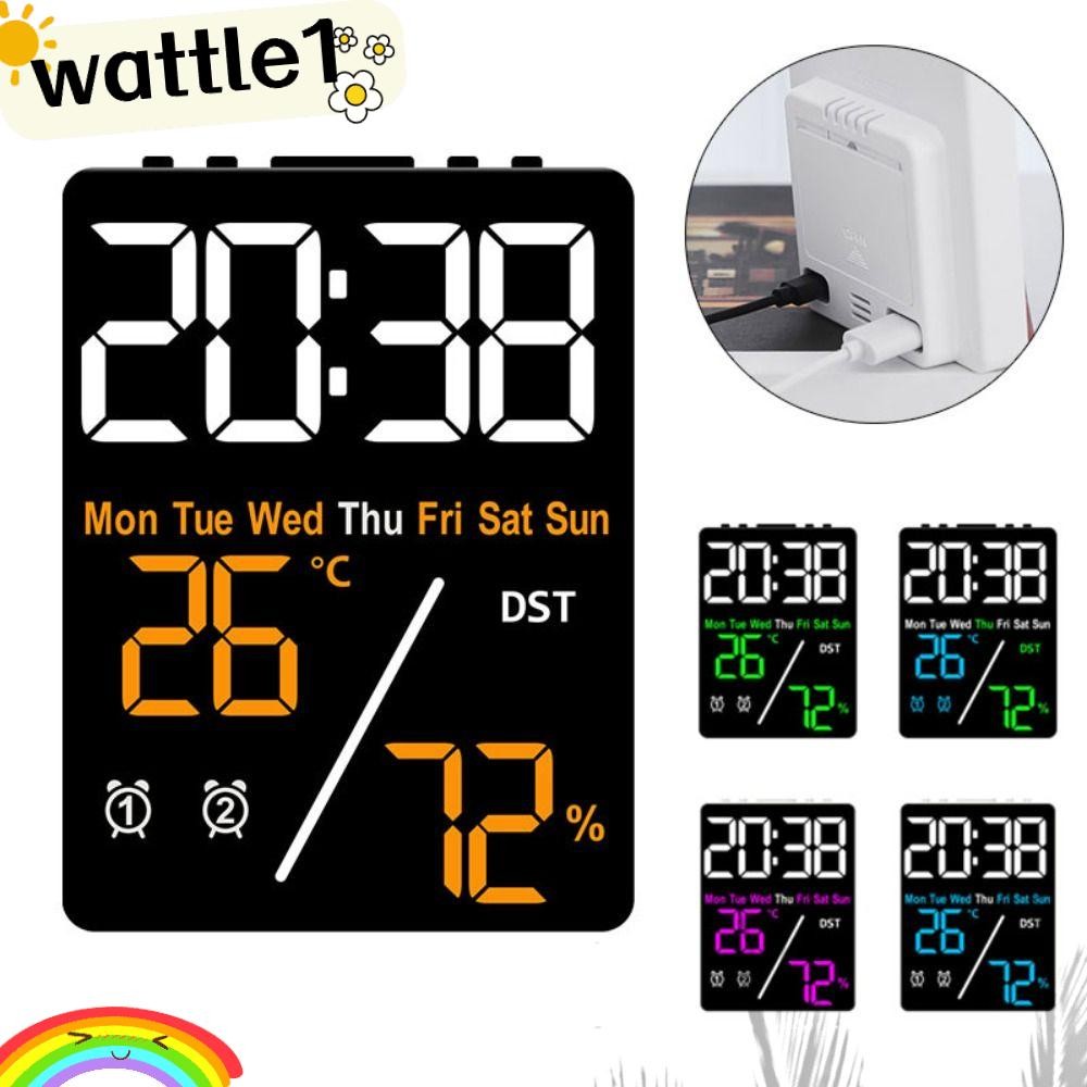 WTTLE Electronic Wall Clock, Wall-mounted Multi-functional Digital LED ...