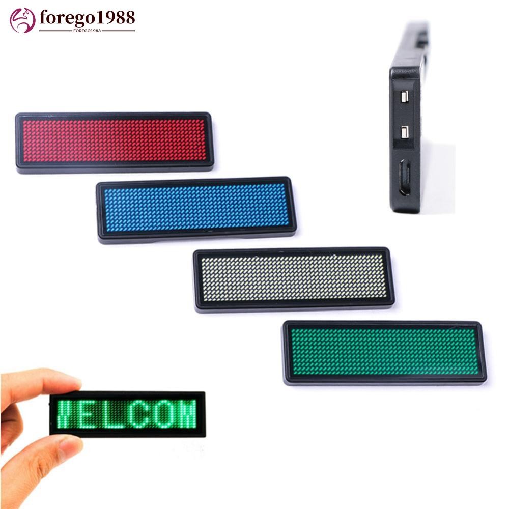 FOREGO1988 Mini LED Digital Programmable Rechargeable Scrolling Name Message Tag Sign L6O5 ...