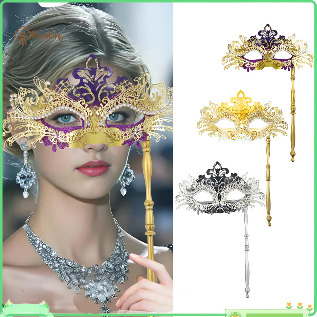 Luxury Venetian Masque Comfortable Metal Masque Elegant Rhinestone Half ...