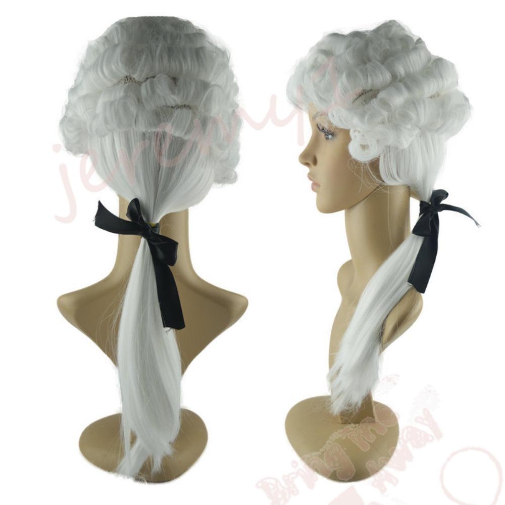JEREMY1 Lawyer Judge Wig, Grey White Long Halloween Cosplay Wig, Makeup ...