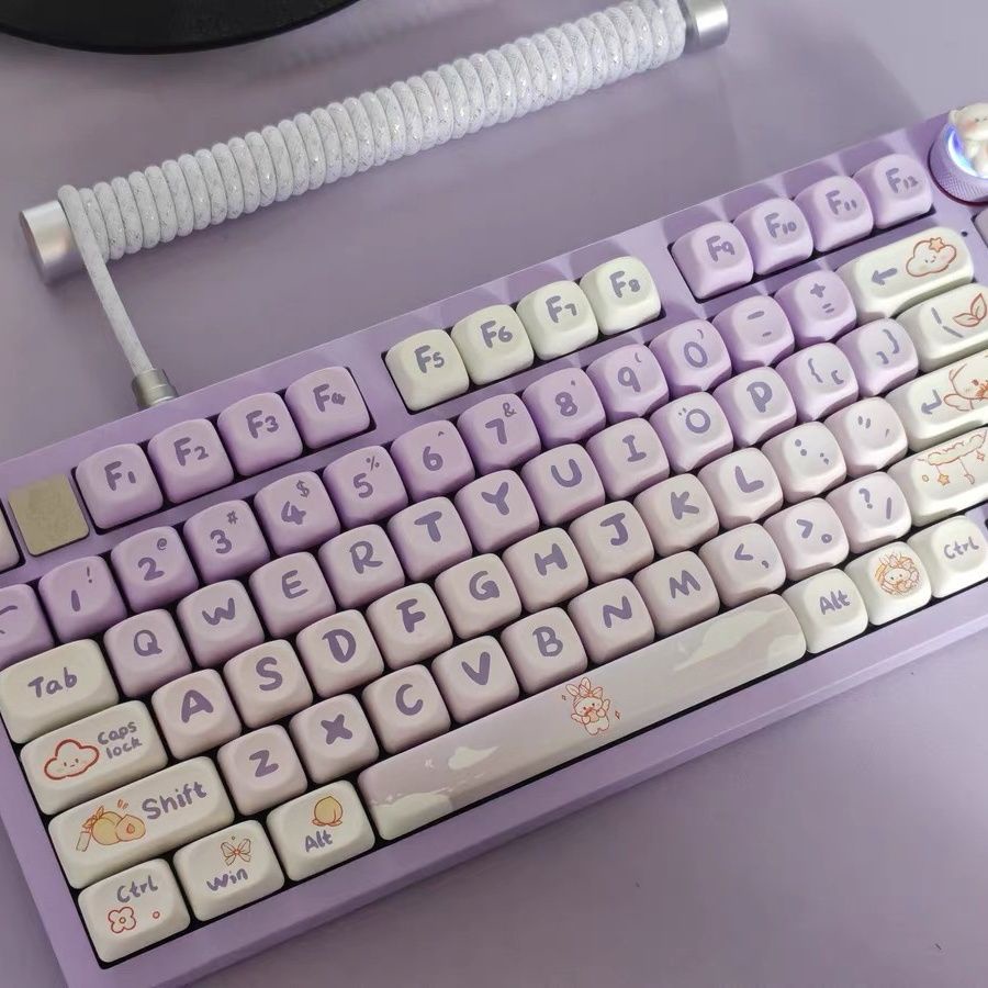 Gradient Purple Rabbit Keycap MOA Height pbt Sublimation Keycap ...