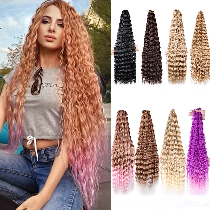 32 Inch Long Ariel Curl Braid Hair Extensions Ombre Synthetic Water ...
