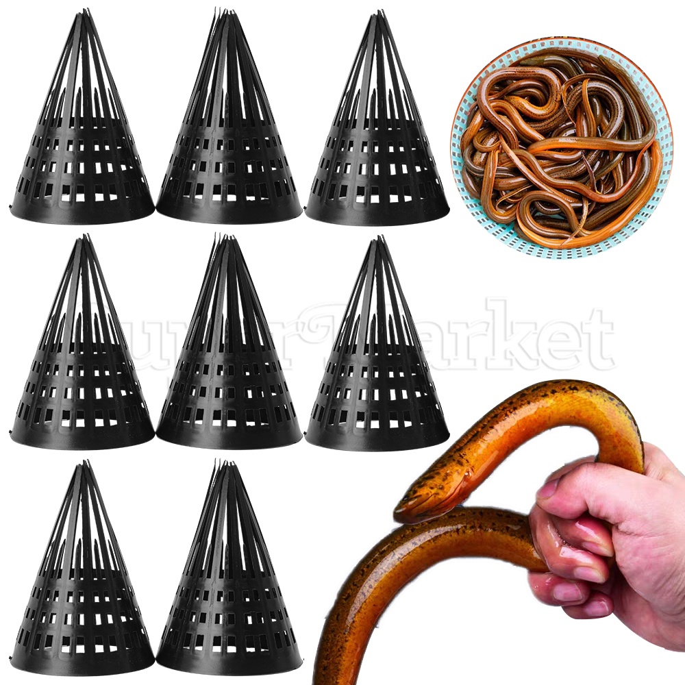 Black Tapered Fish Net Cage / Eel Cage Fishing Traps / Automatic ...