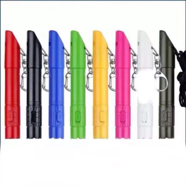 3in1 Multi Function Whistle Pen Flashlight w/ Keychain Emergency Light ...