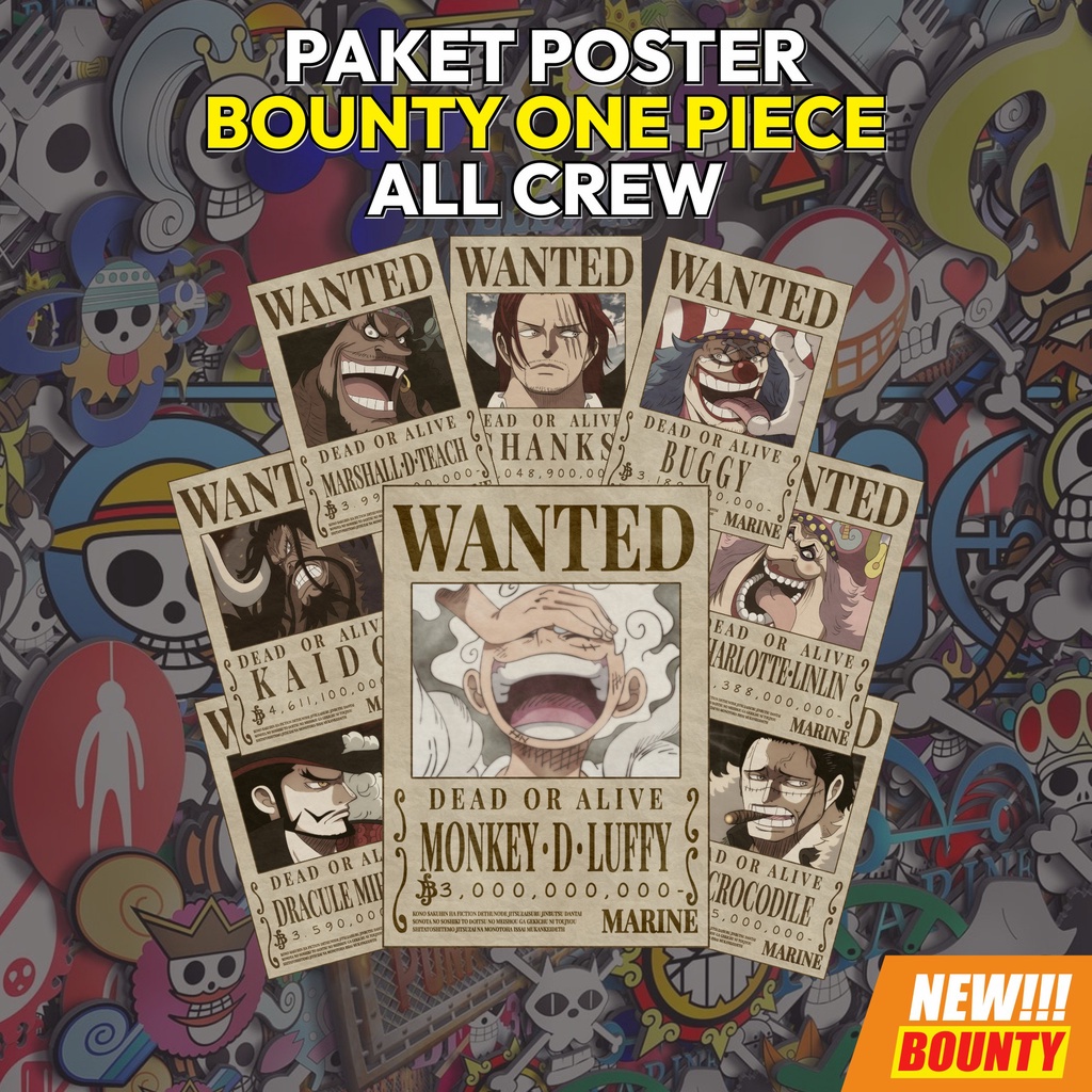 New One Piece Bounty Poster Wanted Poster Complete Package A4 Size ...