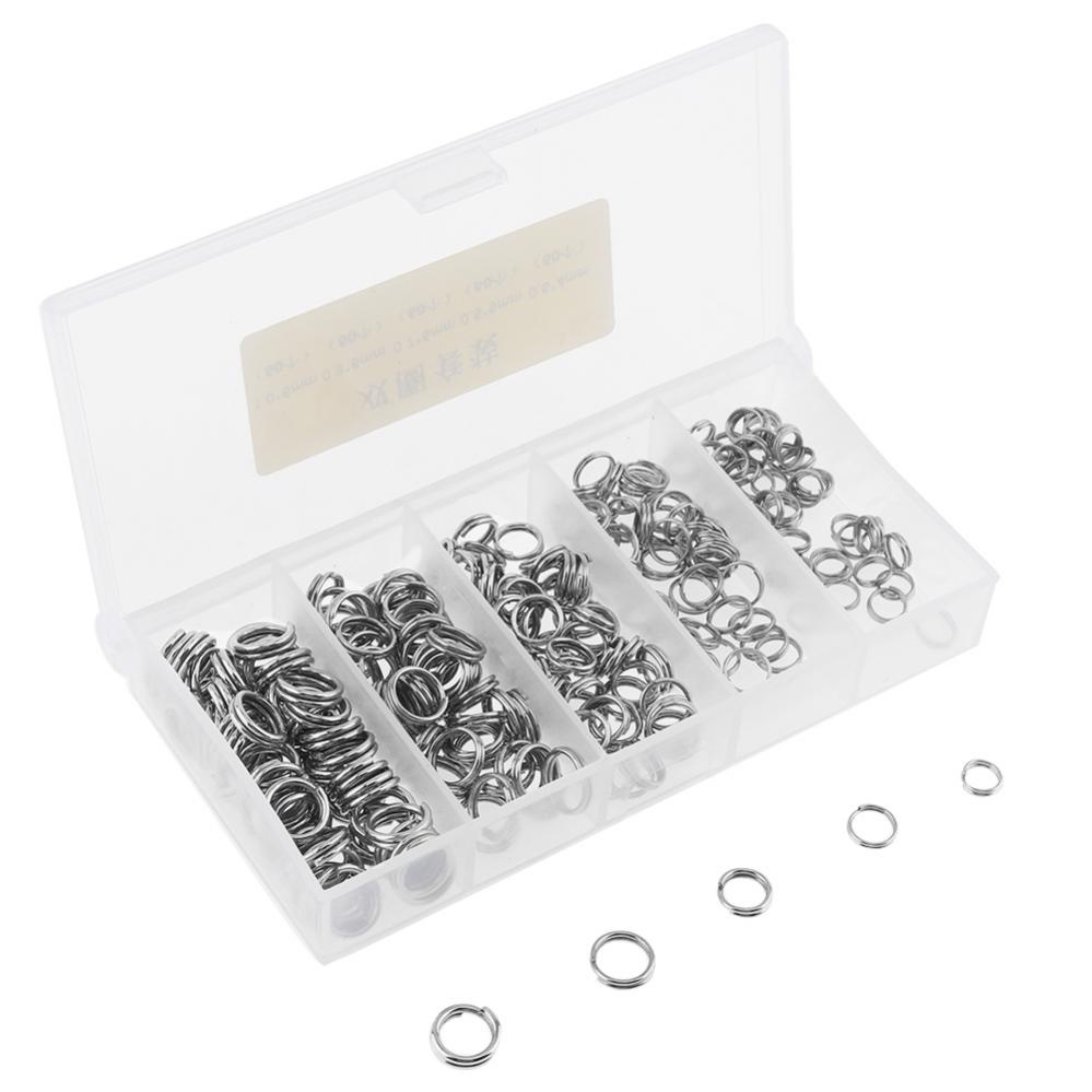 250pcs/lotStainless Steel Double Loop Fishing Ring 5 Size Mixed Split ...