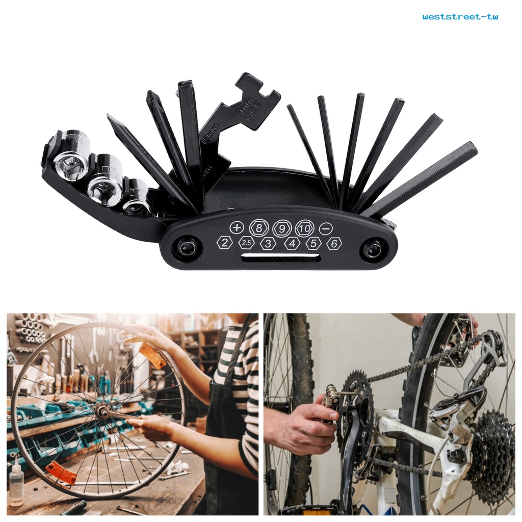 WT>Bike Multifunctional Tools Set All-in-One Foldable Hex Spoke Wrench ...