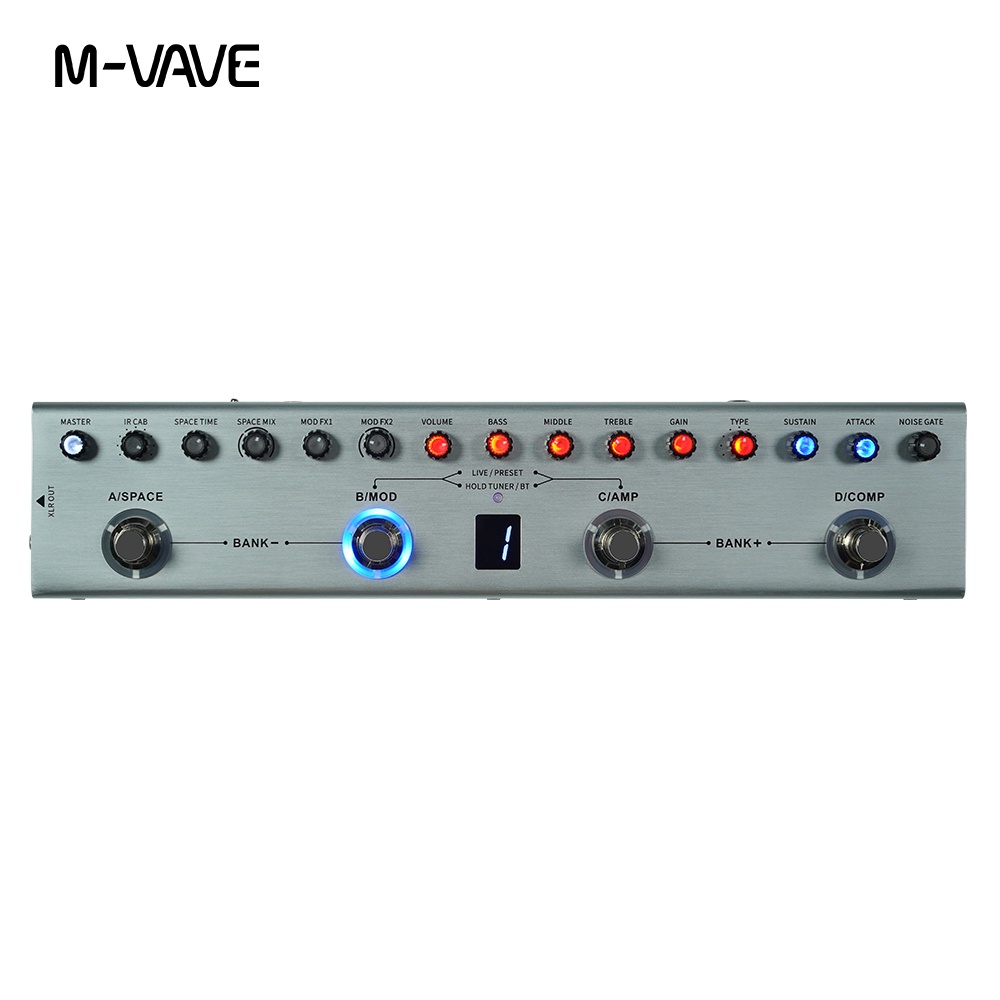 M-VAVE Tank-B BASS Multi-Effects Pedal Rechargeable 36 Presets 9 Preamp Slots 8 IR Cab Slots ...