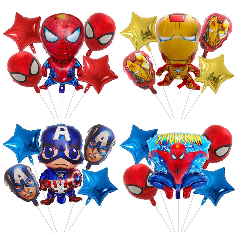 Marvel Avengers Superhero Balloons Set Captain America Spiderman Iron ...