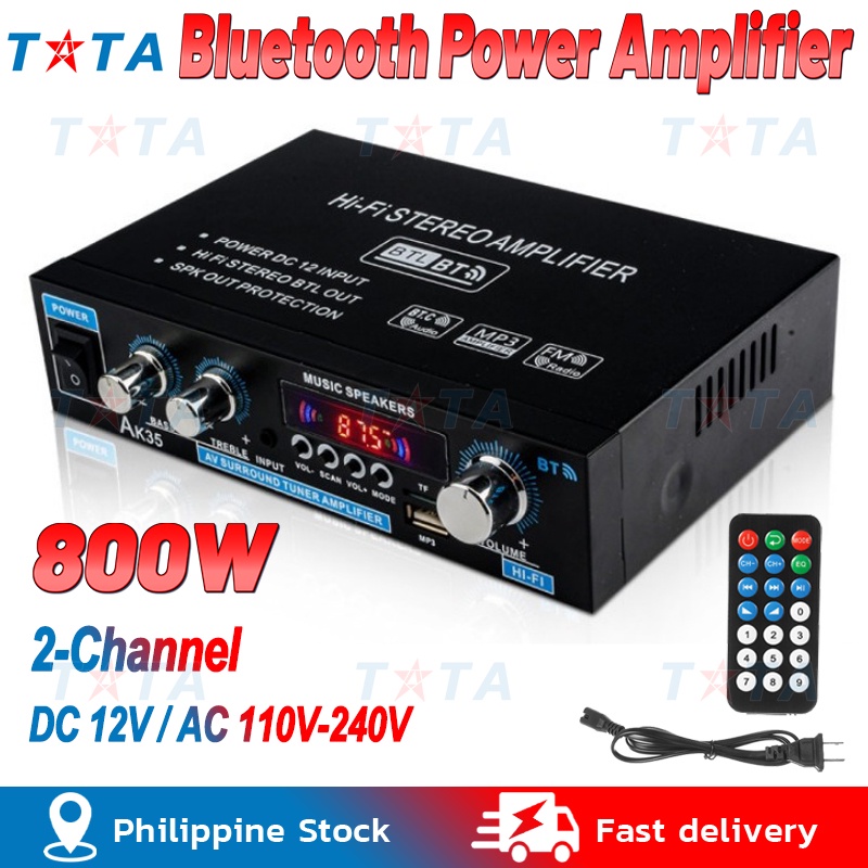 800W 12V 220V Amplifier With Bluetooth With Digital HiFi Fm Radio USB ...