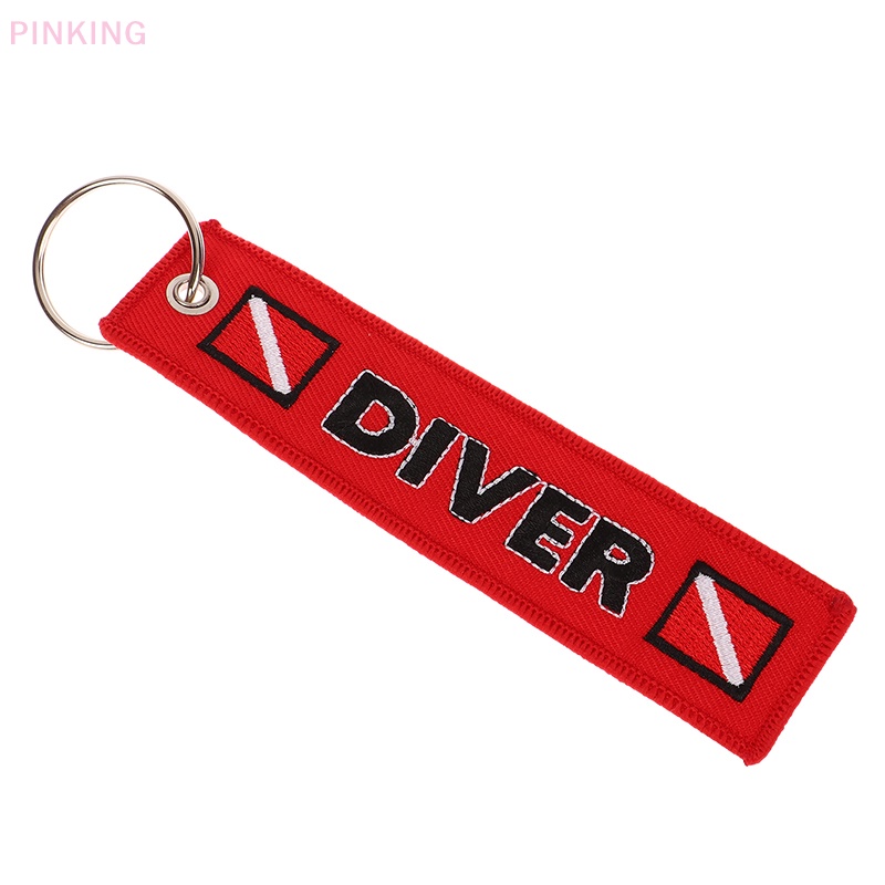 PINKING Car Keychain Embroidery DIVER Keychains Tag Key Holder Fobs ATV ...