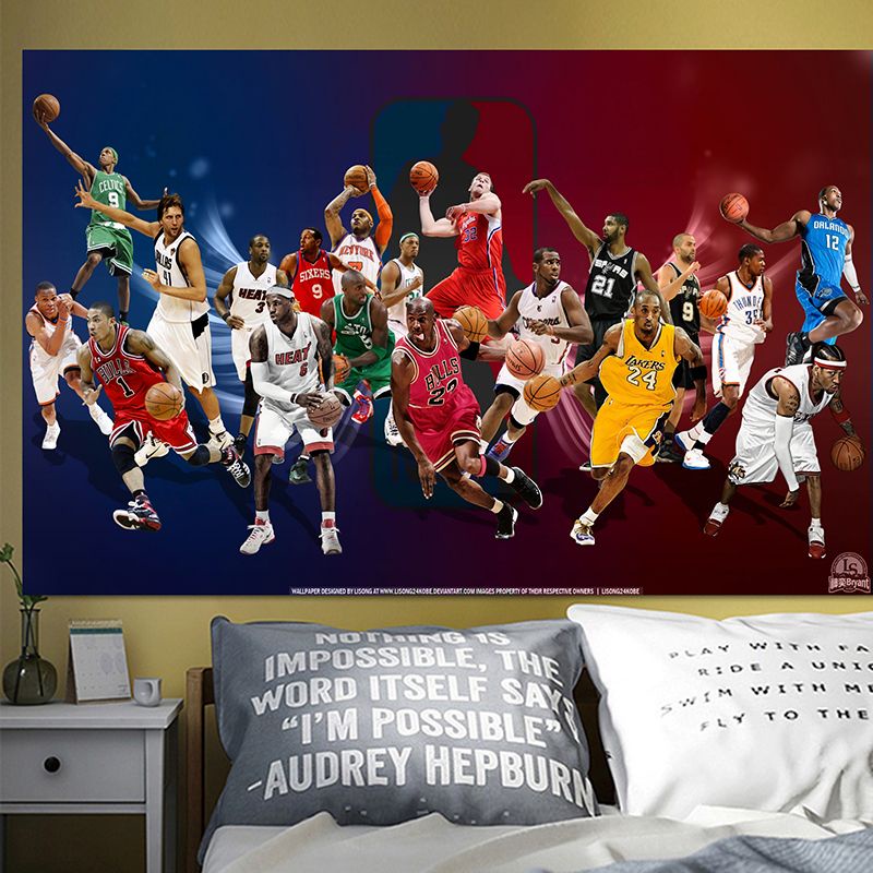 Nba Basketball Poster James Kobe Curry Oversized Dormitory Bedroom Wall ...