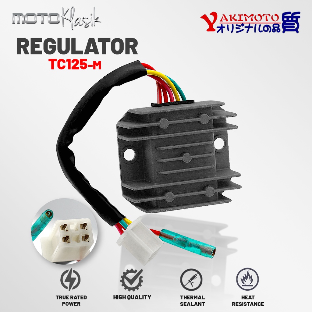 YAKIMOTO REGULATOR / RECTIFIER 4PINS / 1 WIRE FOR RUSI TC 125 ...