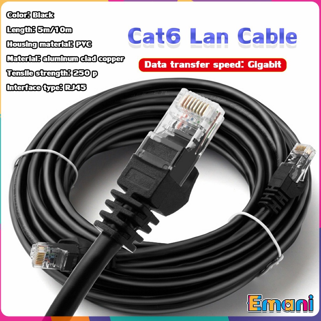 Em 5M 10M Cat 6 Flat Cat6 Internet Rj45 Ethernet Lan Cable For Computer ...