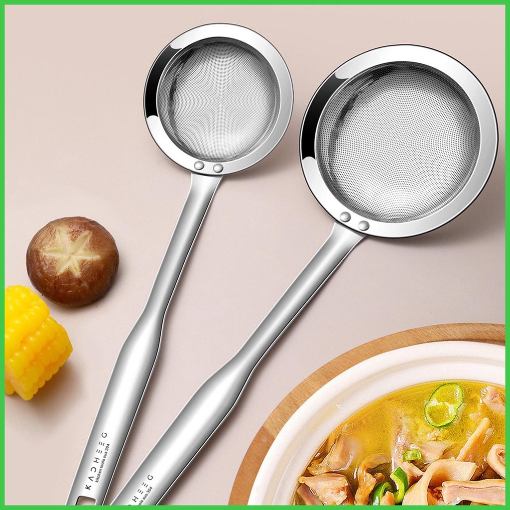 Skimmer Ladle Stainless Steel Fat Strainer with Long Handle Kitchen ...