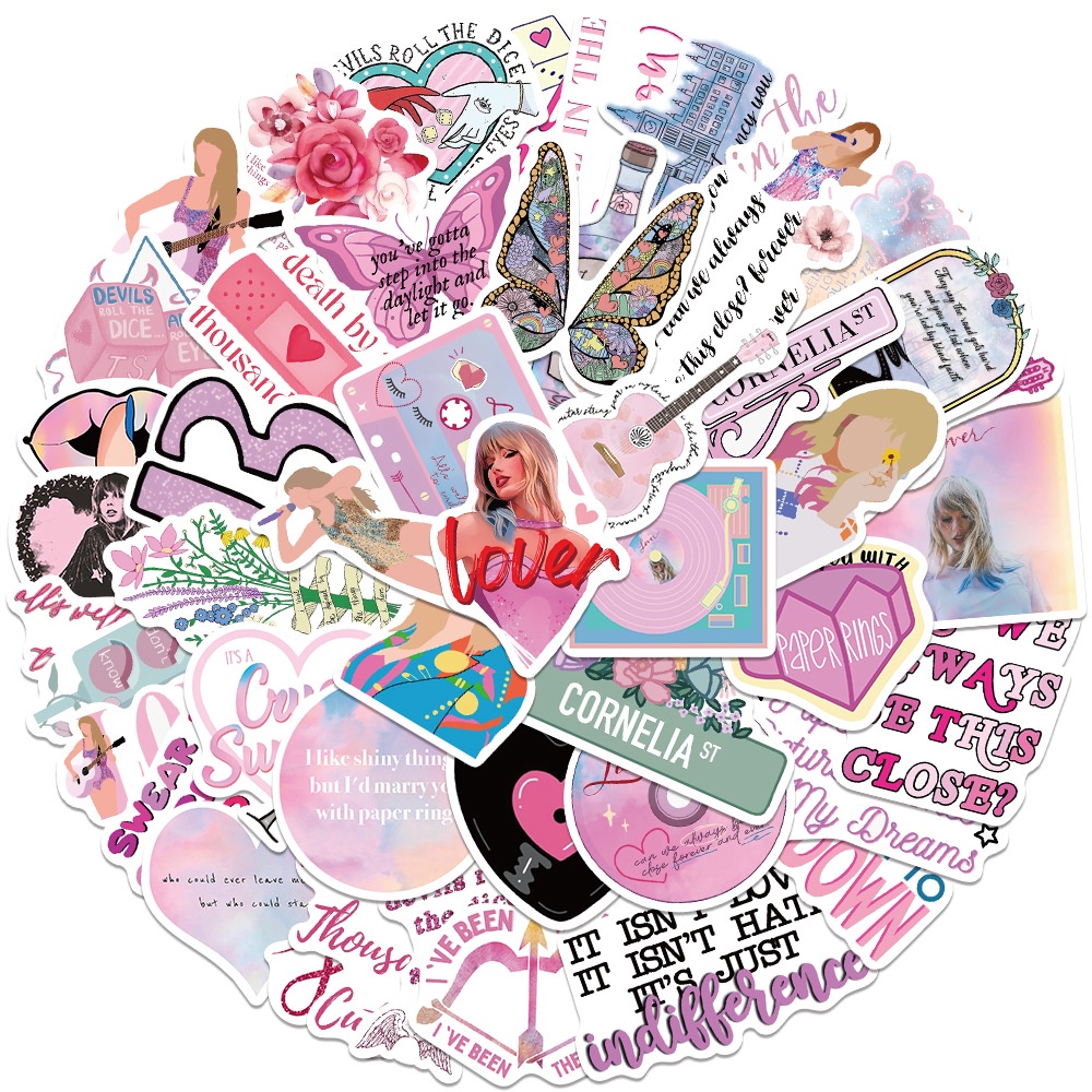 50PCS Pink Taylor Swift Album LOVER Waterproof Graffiti Stickers for ...