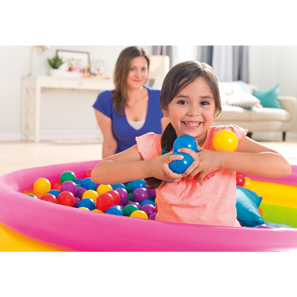 ♞INTEX® 49602 Small Fun Ballz (Ball-100Pcs), Ages 2+, Carry Bag (2½ ...
