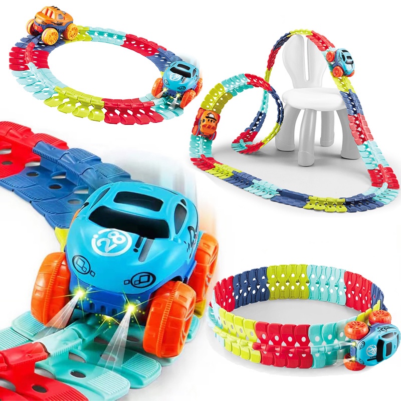 DIY Assembled Race Track Toy Zero Gravity Flip Changeable Flexible ...