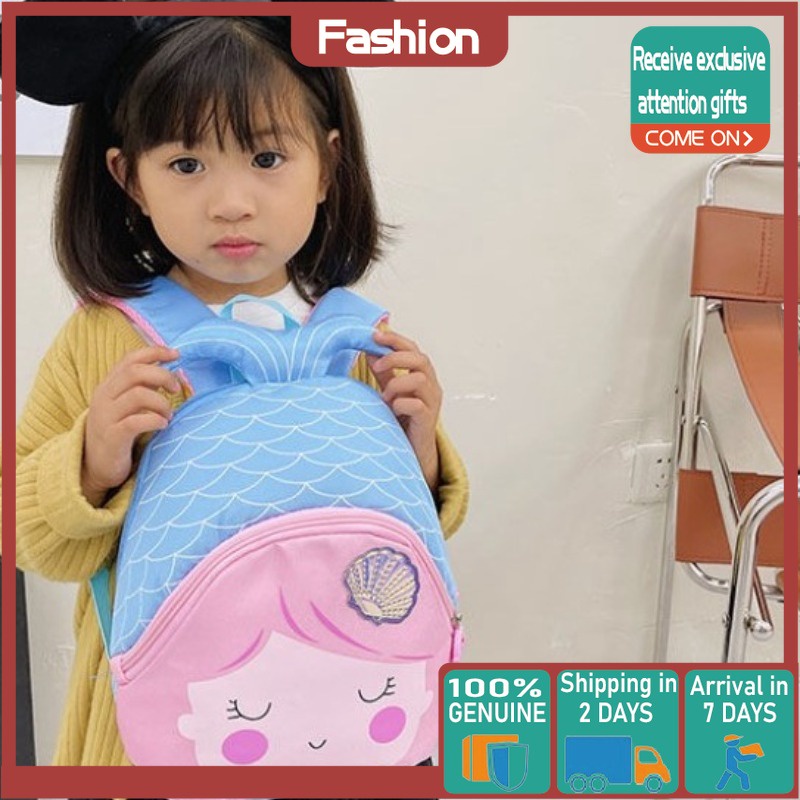 Facety Cartoon Mermaid Girl Child Backpack cute fishtail mini School ...