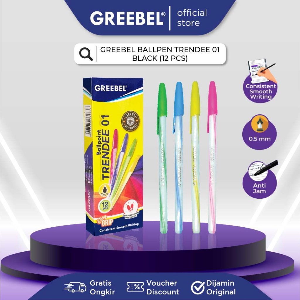 GREEBEL BALLPEN TRENDEE 01 BLACK 0.5MM (12 PCS) TRENDEE 01 BLACK 0.5MM ...