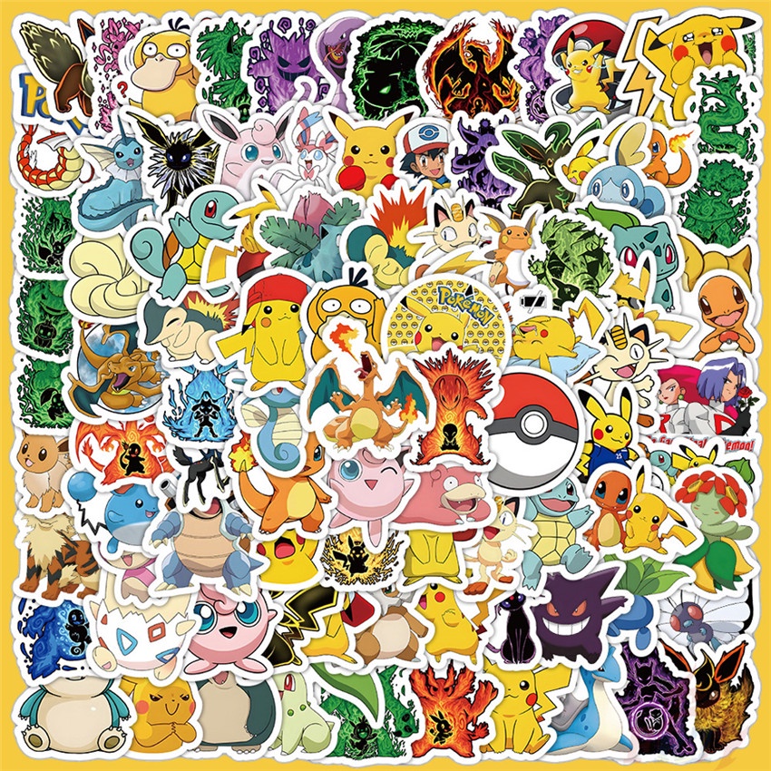 100Pcs/Set Pokemon Mini Stickers DIY Fashion Waterproof Doodle Decals ...