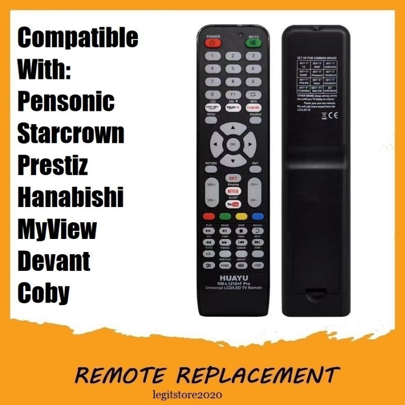 For Huayu Universal LCDLED TV Remote Control RM-L1210+F Pensonic ...