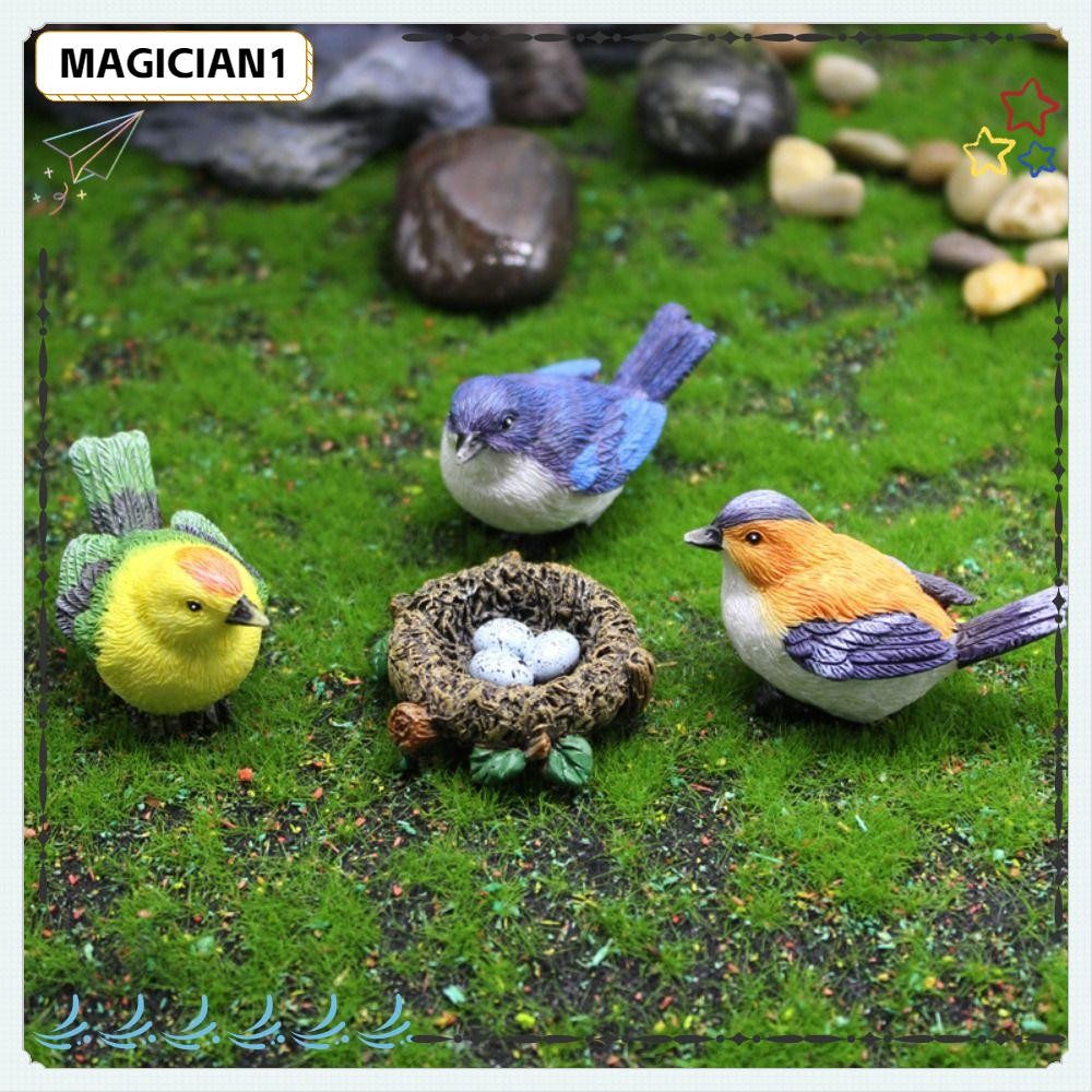 MAGICIAN1 Miniature Birds Figurines, Multicolor Resin Faux Birds' Nests ...