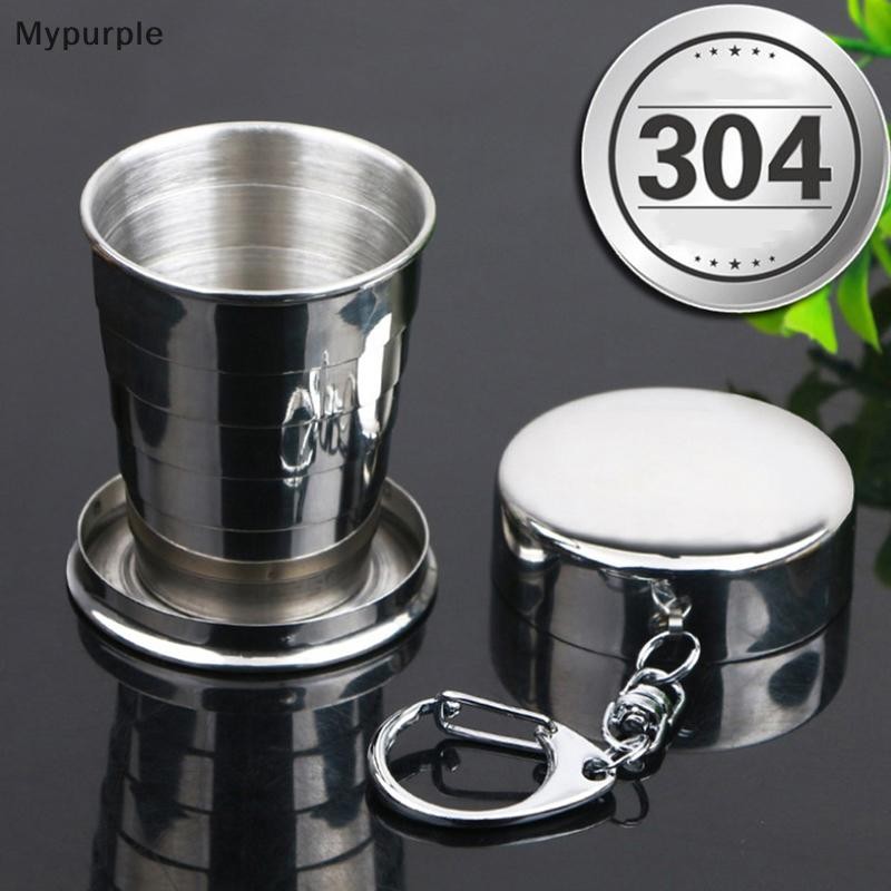 MYP Stainless Steel Folding Cup With Keychain Portable Retractable ...