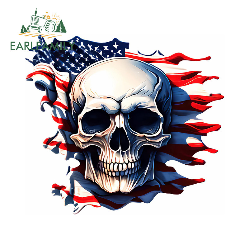 EARLFAMILY Skull Car Stickers Occlusion Scratch Caravan Trunk PVC Decal ...