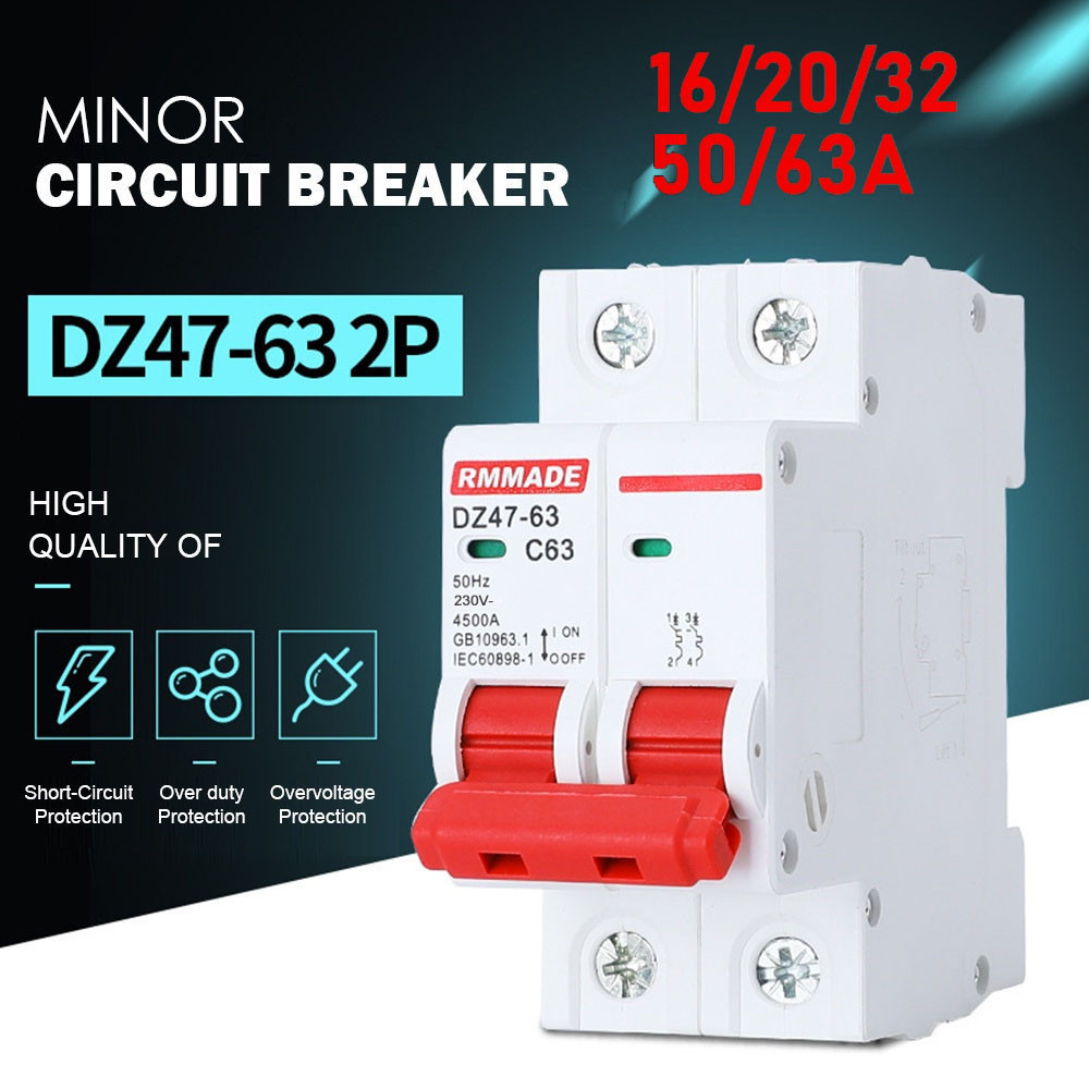 Miniature Circuit Breaker 16A-63A 2-poleS 230V 220V AC DZ47-63 2P Solar Mini Circuit Breaker ...