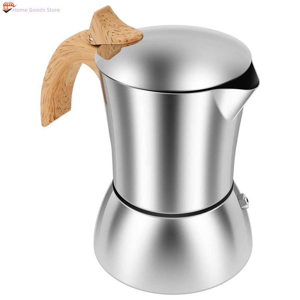 Induction Moka Pot 200ML Stainless Steel Stovetop Coffee Makers ...
