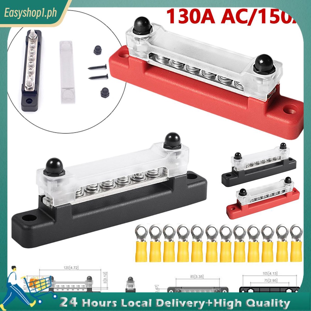 6 Way Bus Bar Terminal Block 300V AC/48V DC 130A AC/150A DC Power ...