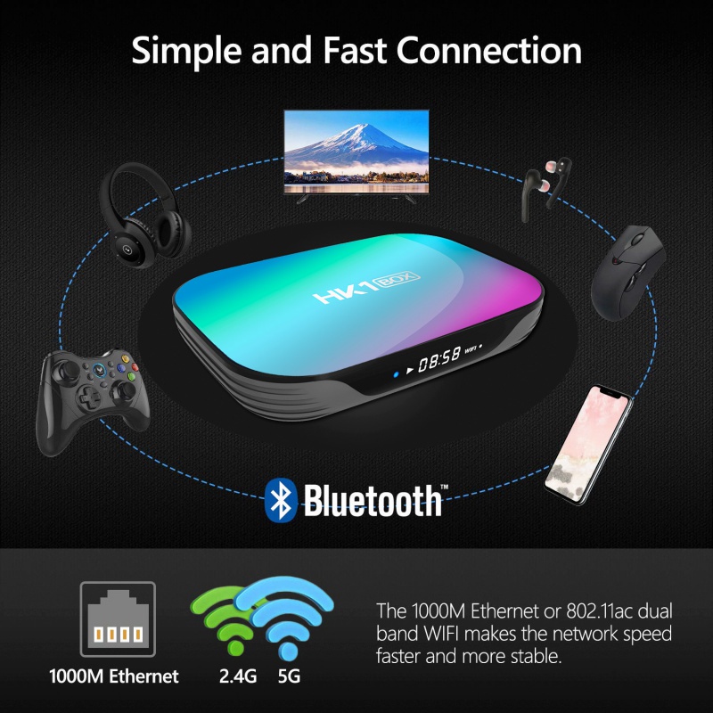 HK1 BOX 8K 4GB 32GB 64GB 128GB Smart TV Box Amlogic S905X3 Android 9.0 ...