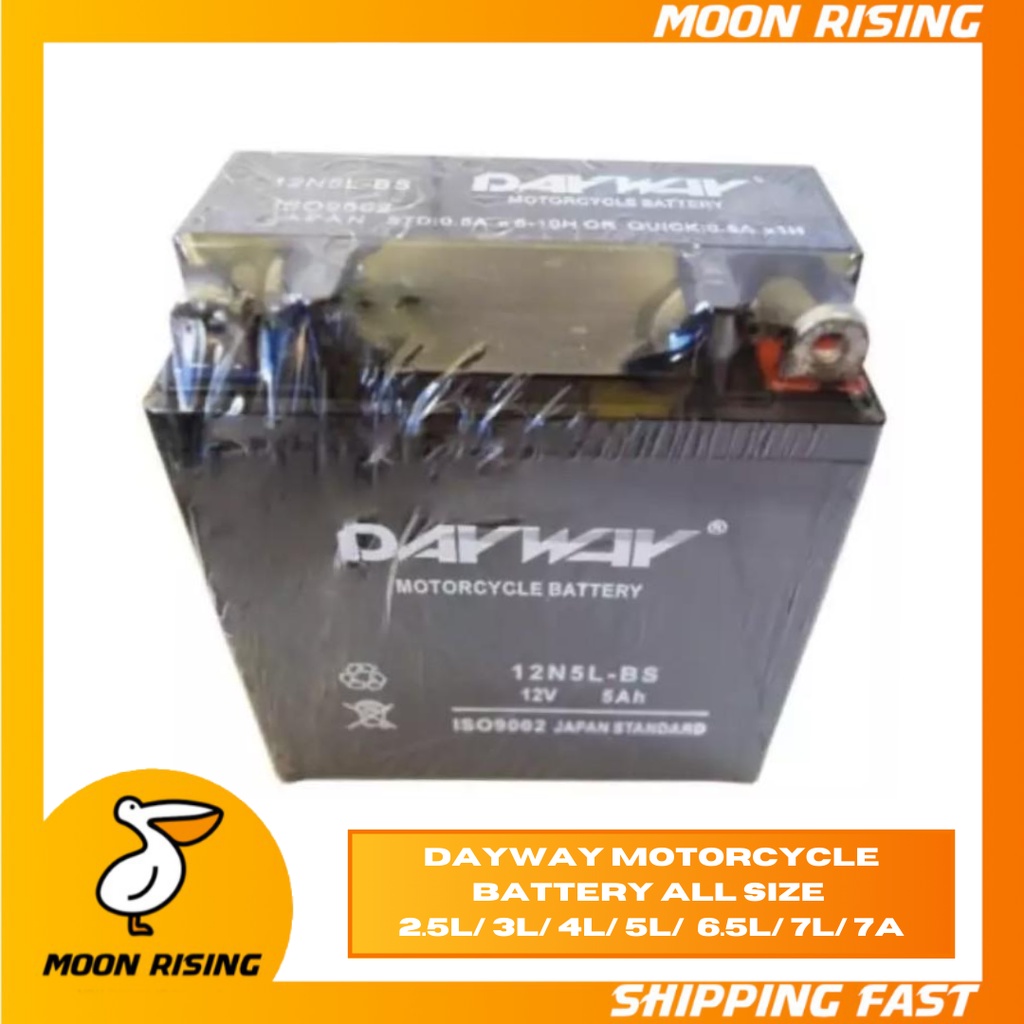DAYWAY MOTORCYCLE BATTERY ALL SIZE 2.5L/ 3L/ 4L/ 5L/ 6.5L/ 7L/ 7A [MOON ...