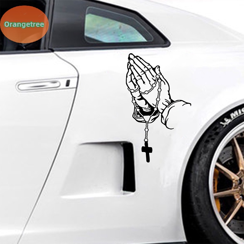 OrangeTree Car Praying Hands With Rosary Sticker Decals Religious ...