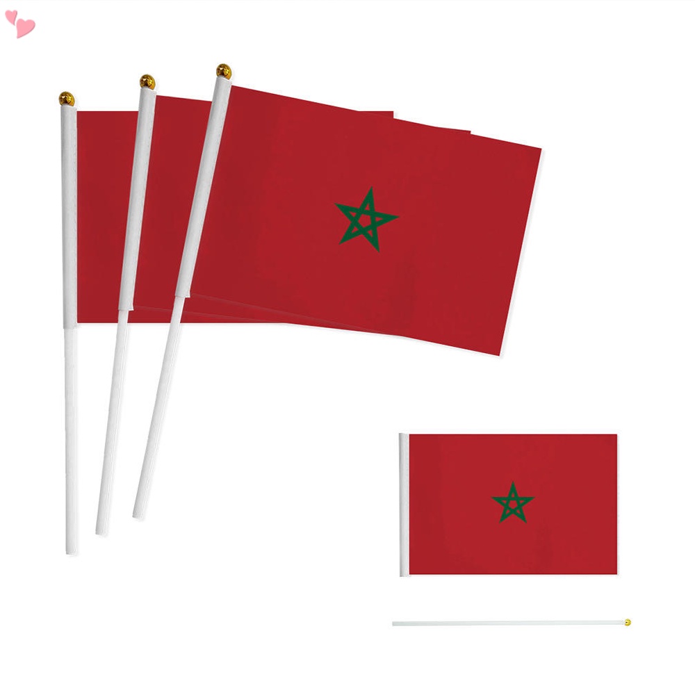 Hand Held Small Mini Flag Morocco Flag Stick Flag Round Top National ...