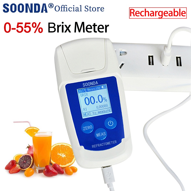 0-55% Rechargeable Digital Refractometer Brix Meter Saccharimeter ...