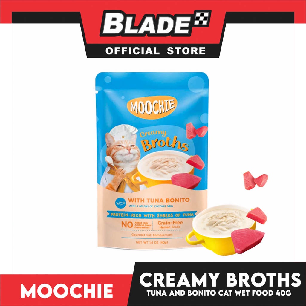 Moochie Creamy Broths, Cat Wet Food 40g (With Tuna and Bonito) | Shopee ...