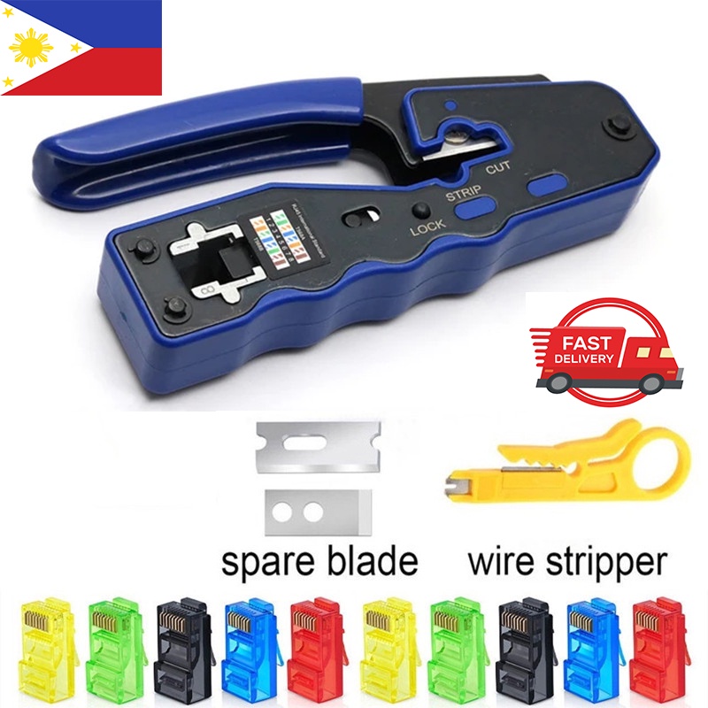 RJ45 RJ11 Pass Through Crimper Tool Crimping Tool for CAT7/CAT6A/CAT6 ...