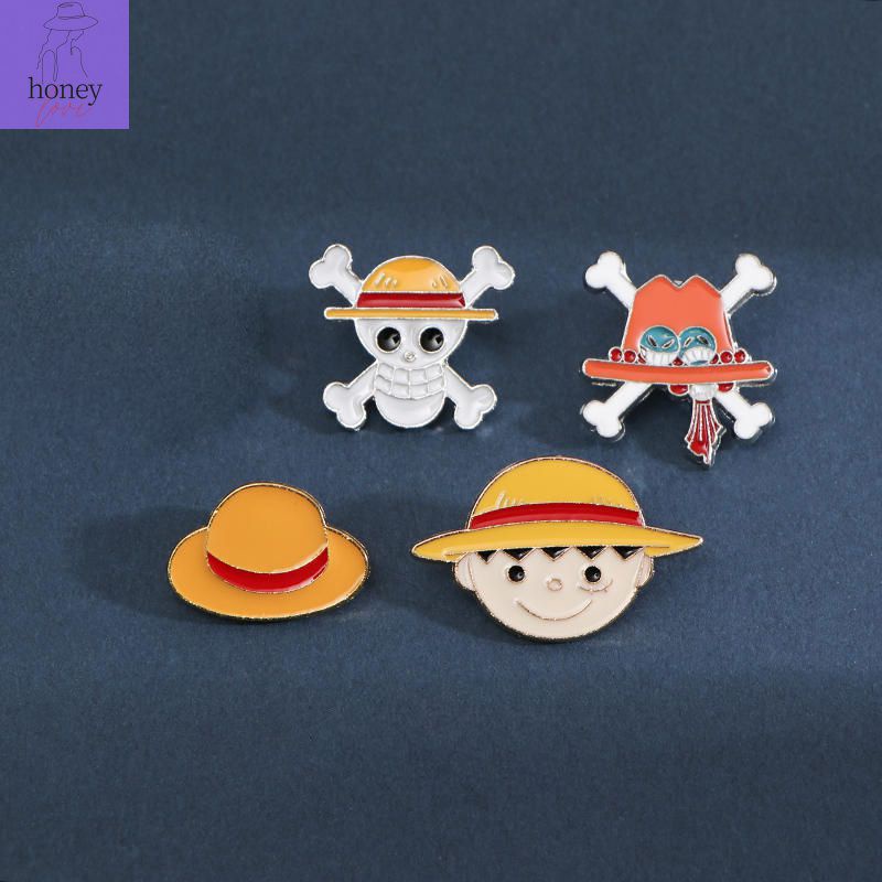 Bag Decoration One Piece Luffy Straw Hat Brooch Metal Cartoon Badge HO ...