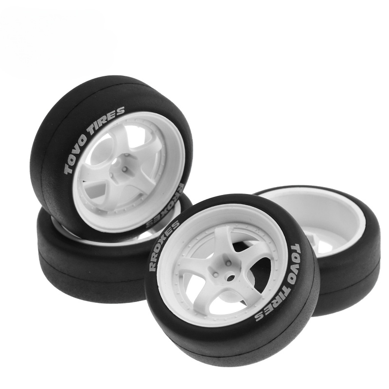 1/10 RC Rally Racing Wheels Tires On Road Car Rubber Tyres 12mm Hex for ...