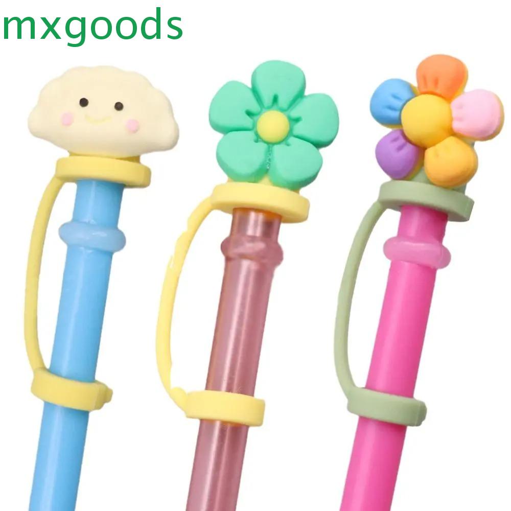 MXGOODS Flower Style Straw Topper, Silicone Reusable Straw Covers Cap, Cute Splash Proof Dust ...