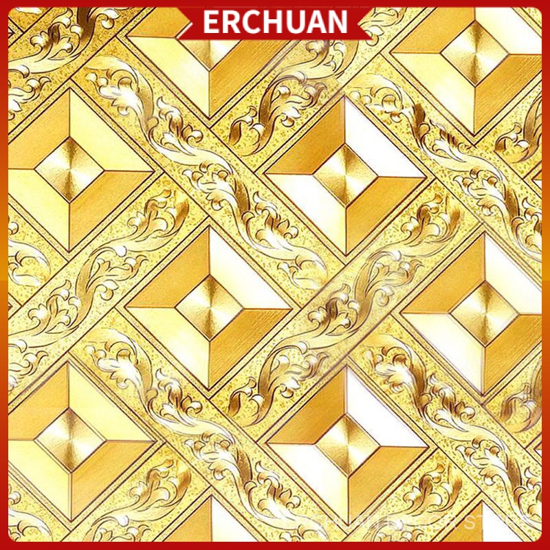 10M Ceiling Wallpaper Gold Foil Golden Golden Diamond Plaid KTV Living ...