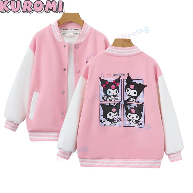Sanrio Melody Kuromi Baseball Jacket Student Costume Cosplay Party ...