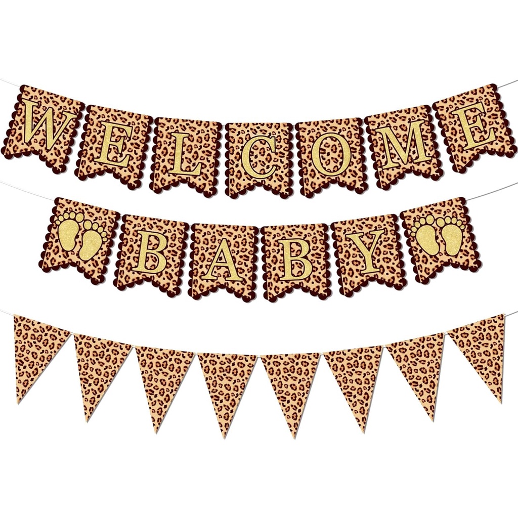 CHEEREVEAL Leopard Print Baby Shower Decorations, Leopard Print Welcome ...