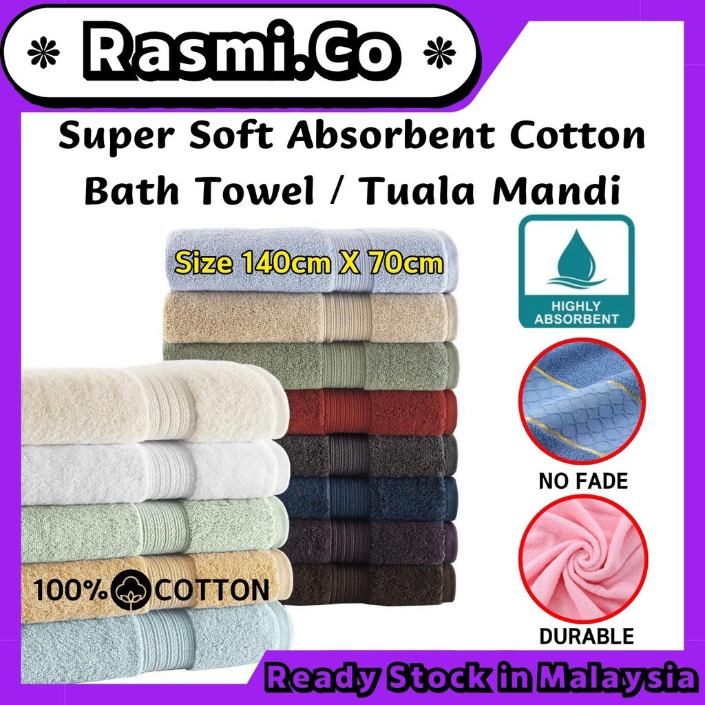 ! Bath Towel Tuala Mandi 70x140CM Cotton Super Absorbent Water Soft ...