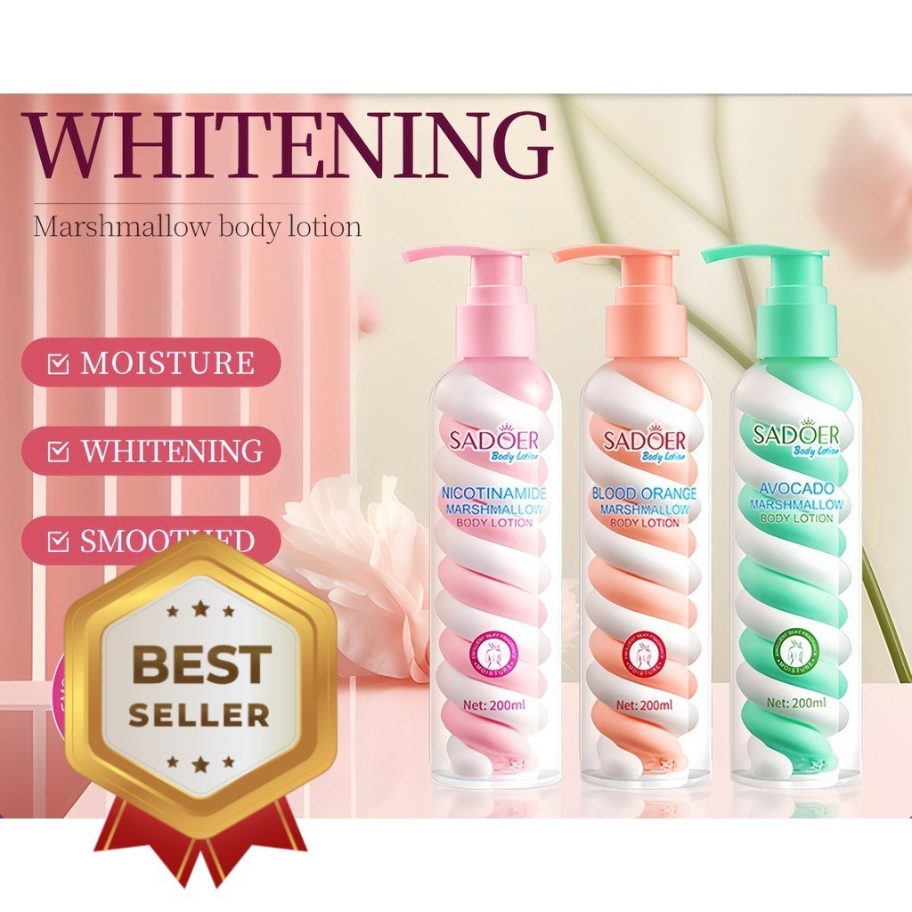 SADOER Nicotinamide Marshmallow Avocado Blood Orange Body Lotion Whitening Body Cream Skin 200ml ...