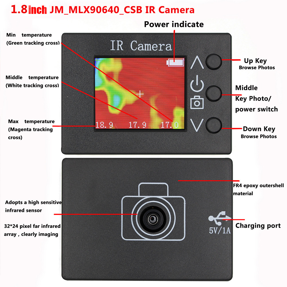 1.8 Inch 160x128 IR Resolution LCD Display Infrared Thermal Imager ...